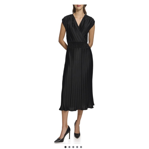 Harper | Dresses | Harper Black Pleated Sheath Midi Dress | Poshmark